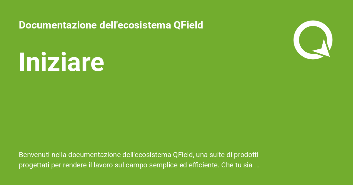 Iniziare - Documentazione dell'ecosistema QField